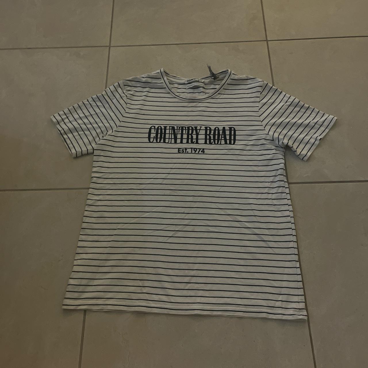 striped country road t-shirt a couple small marks - Depop