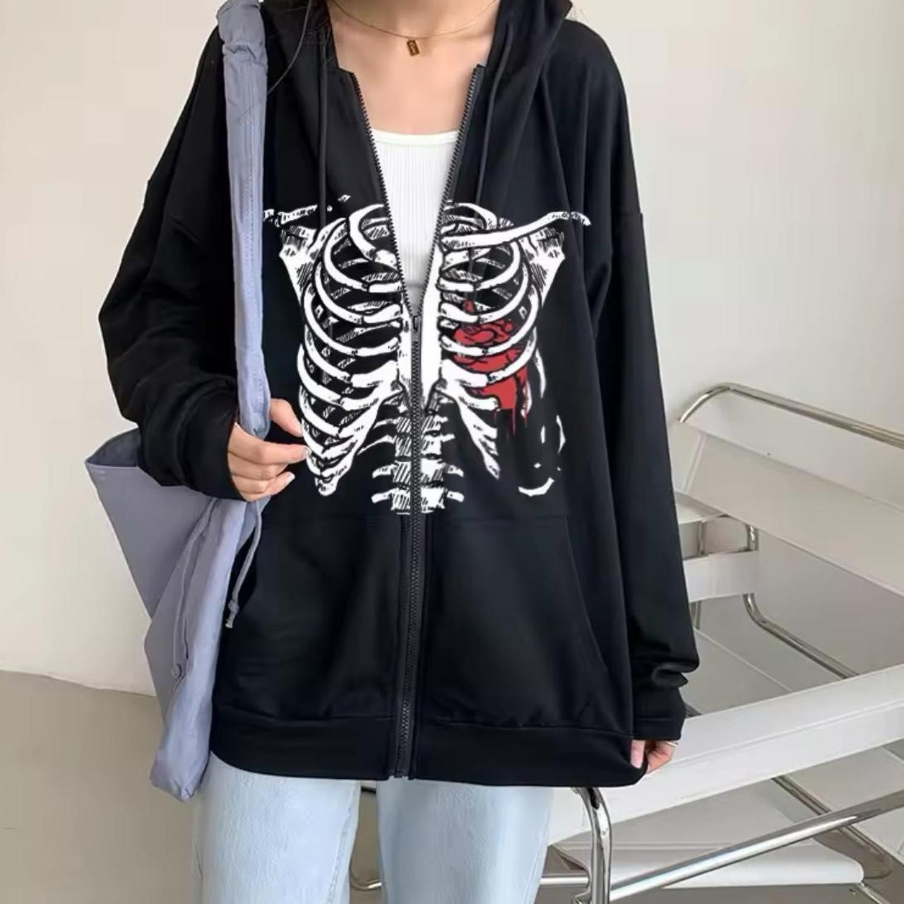 Black Skeleton Polo & Hoodie – European Gothic... | Depop