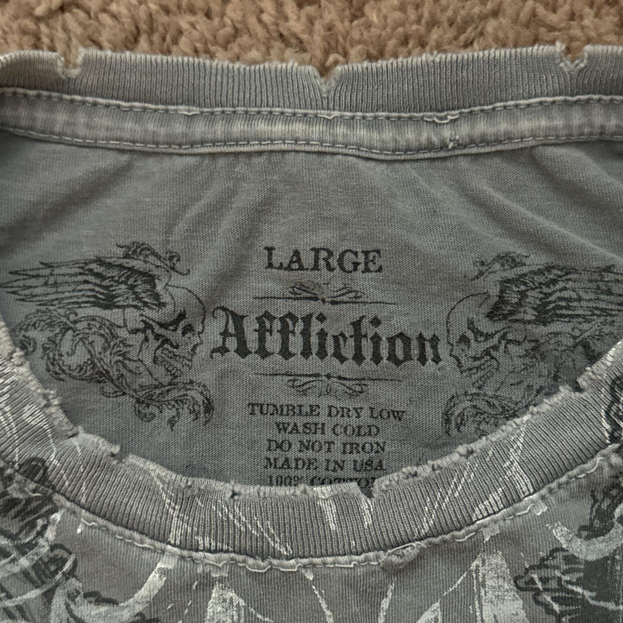 Affliction shirt fleur de lis and patterns on front... - Depop