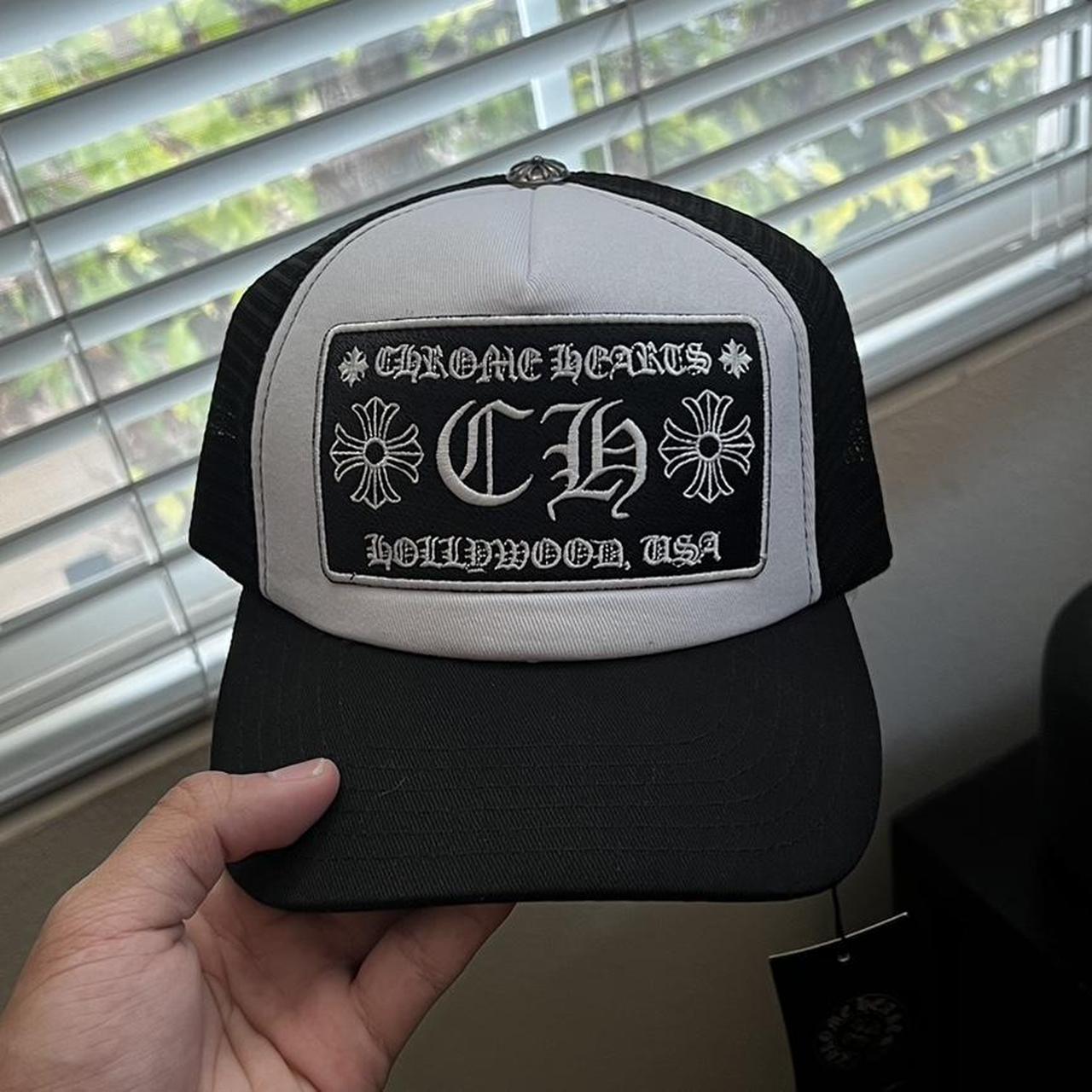 Chrome Hearts Trucker Hat Black White New... - Depop