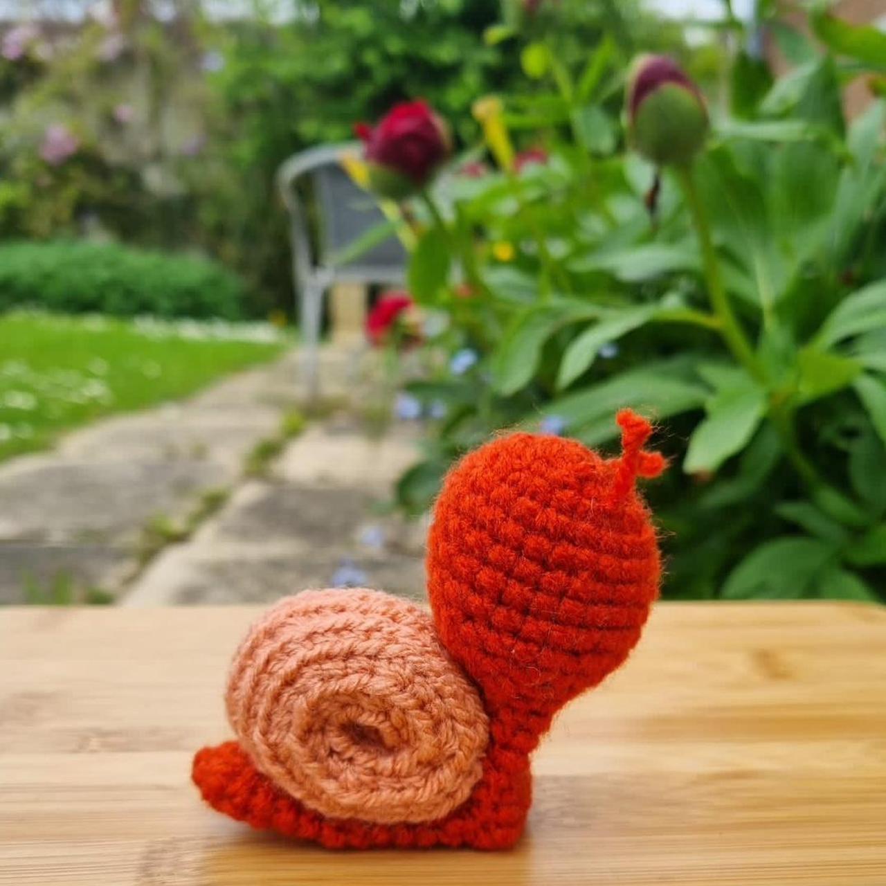 Handmade red crochet snail toy decoration. 🐌super... - Depop