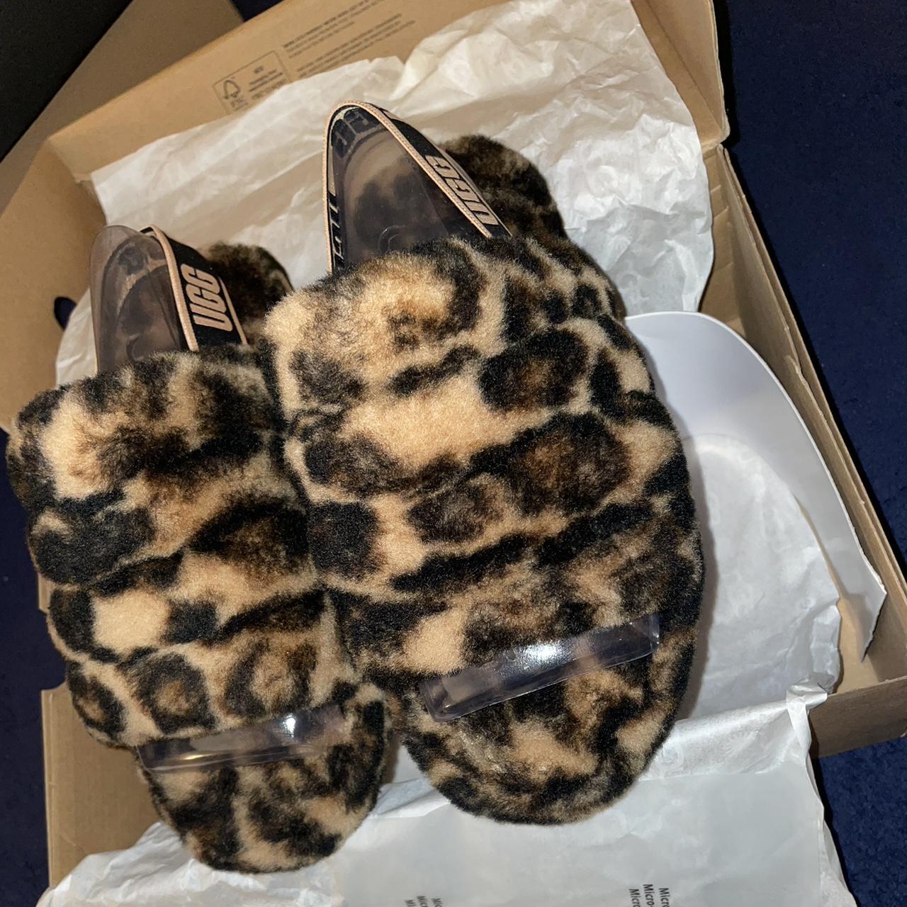 UGG Black and Cream Slides | Depop