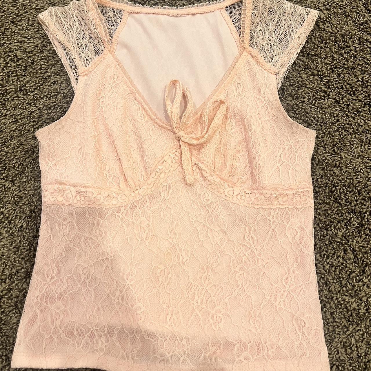 vintage light pink lace top so cute and i love the... - Depop