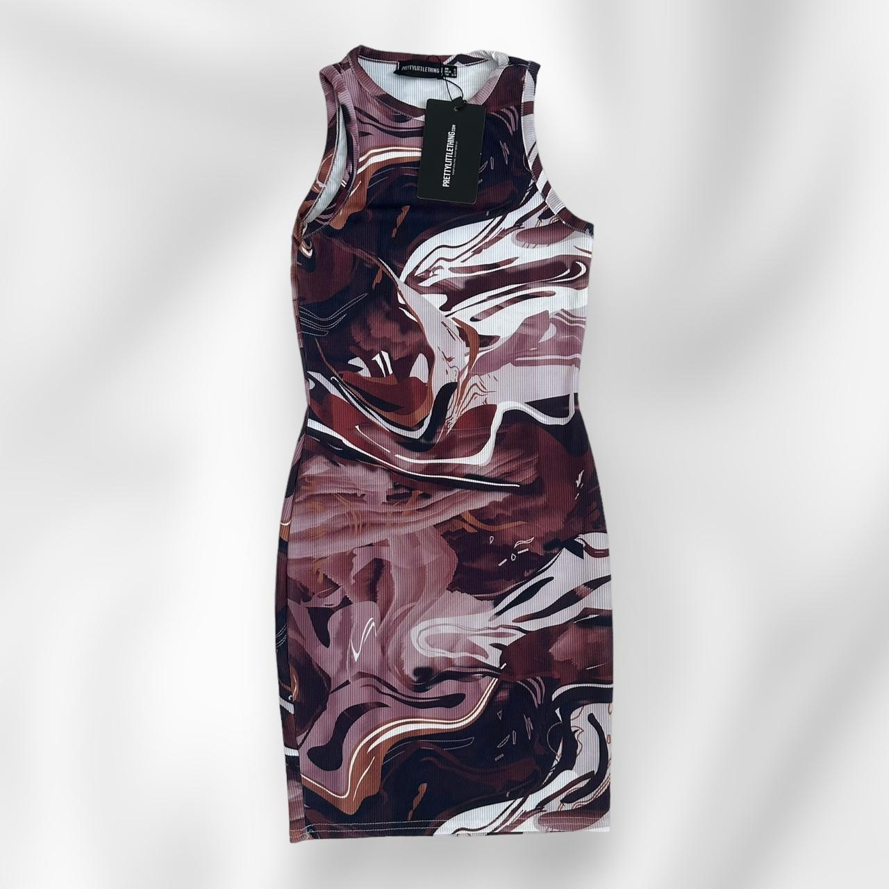 Bodycon marble swirl mini dress Size UK6 from... - Depop