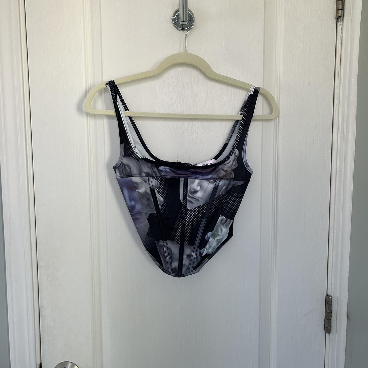 Katch Me black and white corset top vintage... - Depop