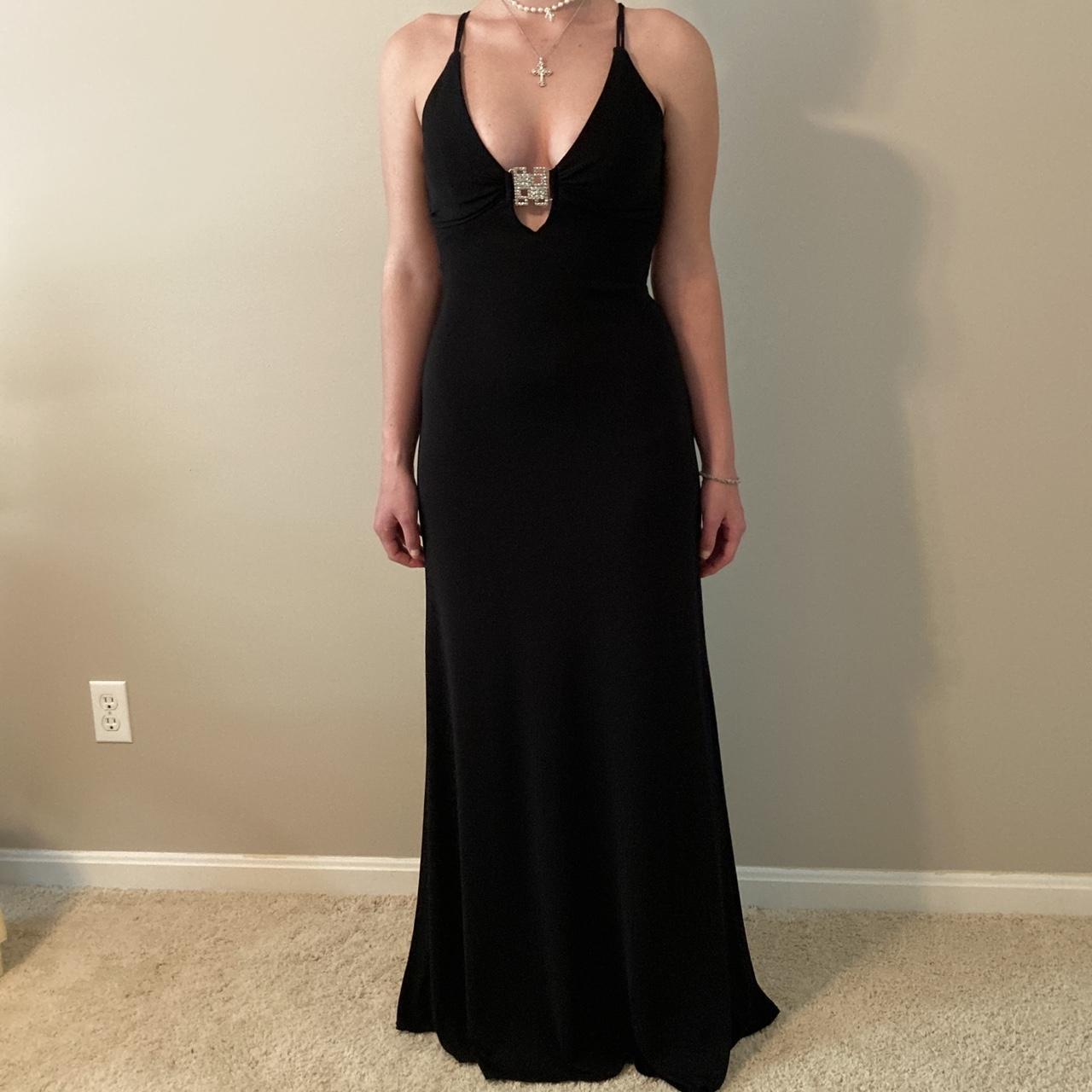 Romantic Gothic Black Formal Gown low cut/open back... - Depop