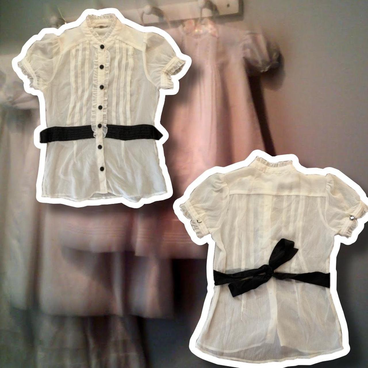 Cute button up sheer ruffled button up blouse. Cute... - Depop