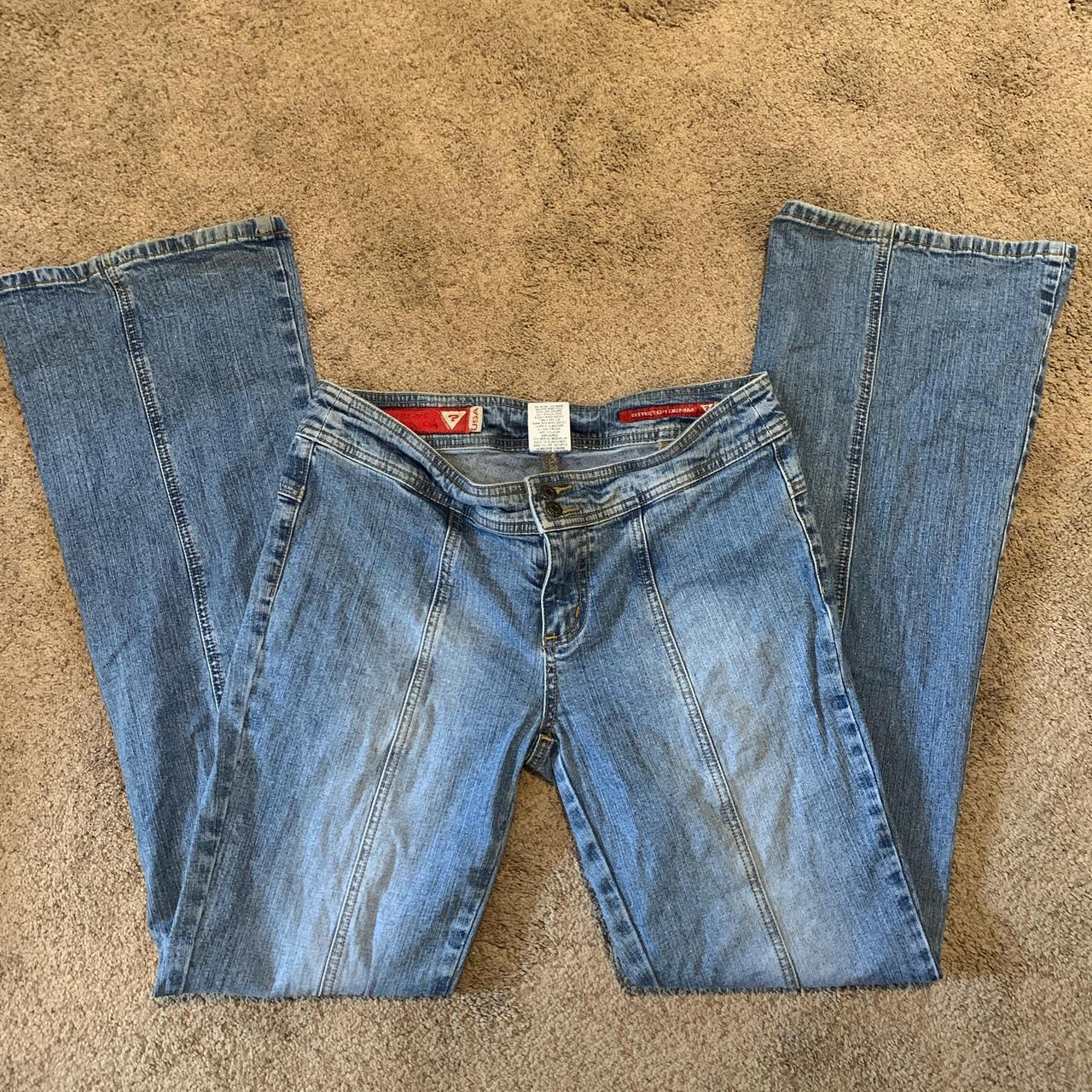 Y2K bootcut flare Guess blue denim light wash jeans... - Depop