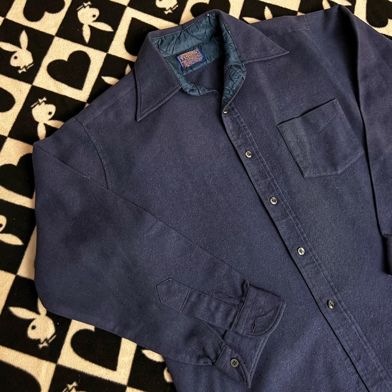 Beautiful Distressed Vintage Blue Pendleton Flannel... - Depop