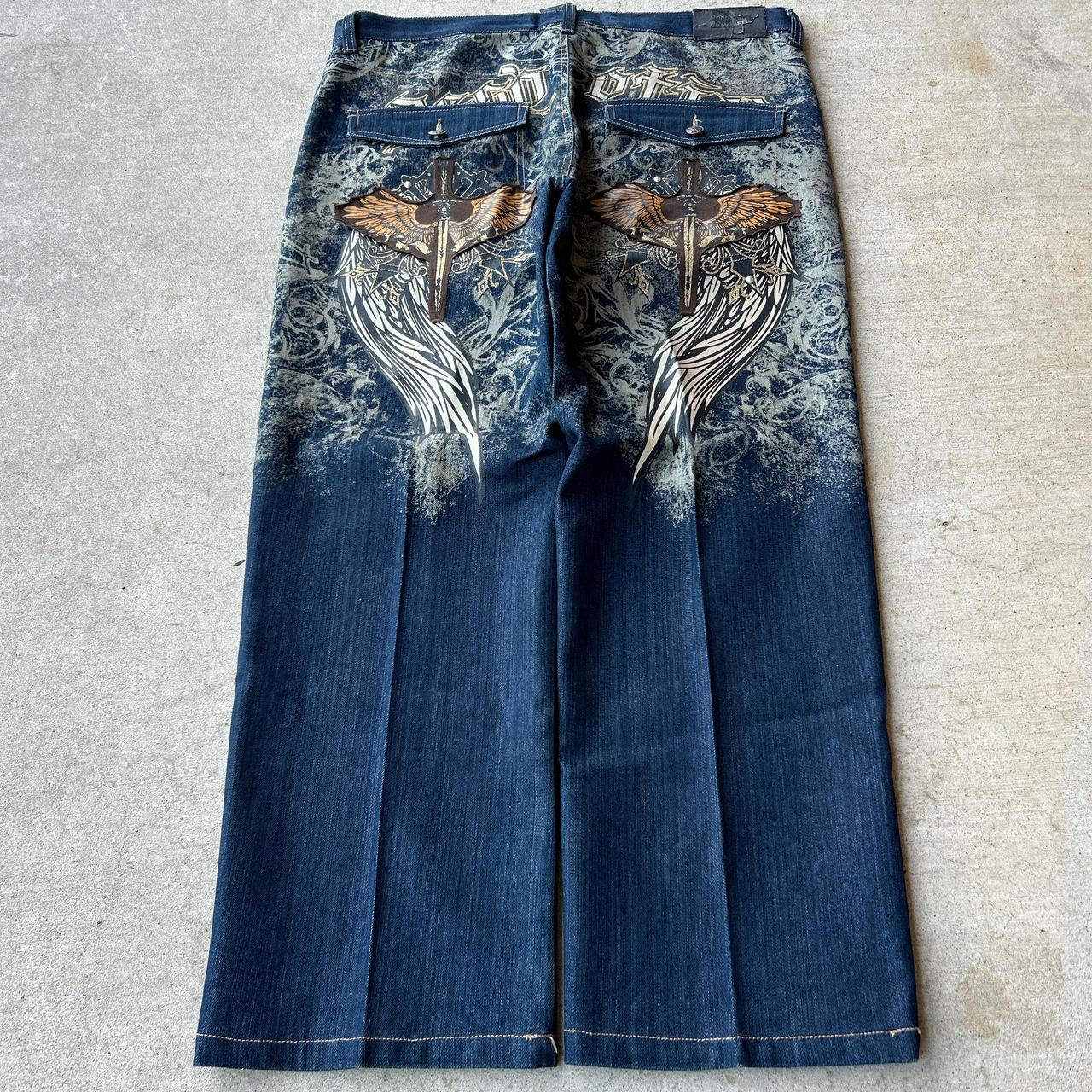 Insane Y2K Raw Blue Affliction Pants. You will not... - Depop