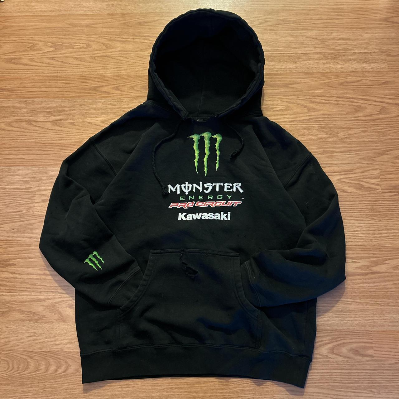 Y2K Monster Energy Kawasaki Motocross Hoodie. Super... | Depop