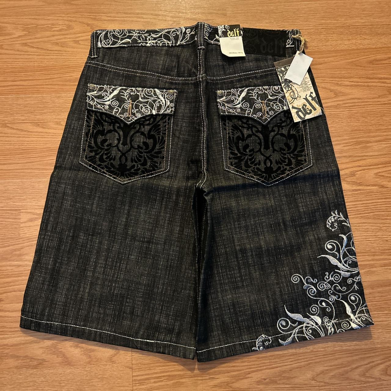 Y2K Affliction Style Baggy Embroidered Jorts. Super... | Depop