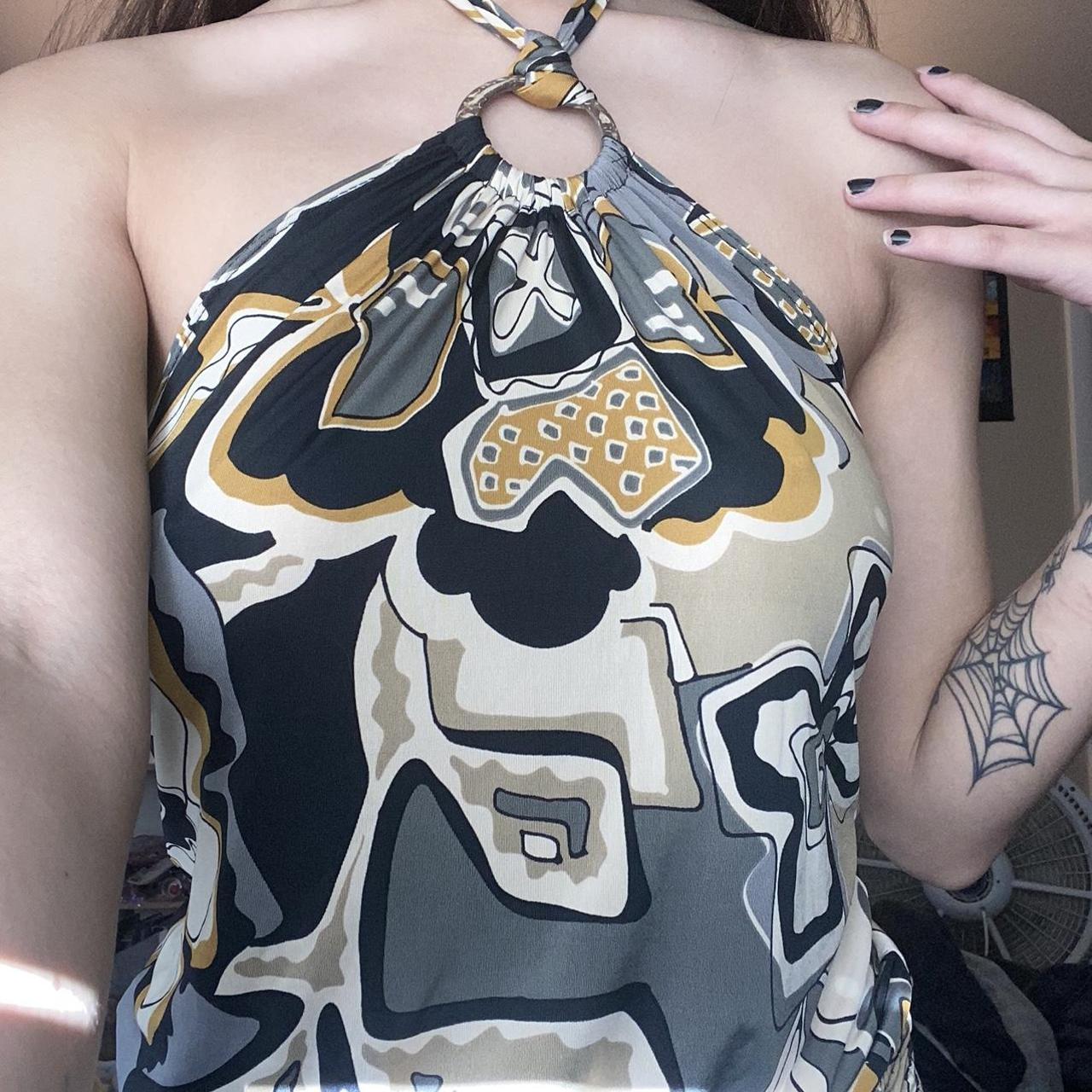 90s/2000s tie top with funky pattern from co-me... - Depop