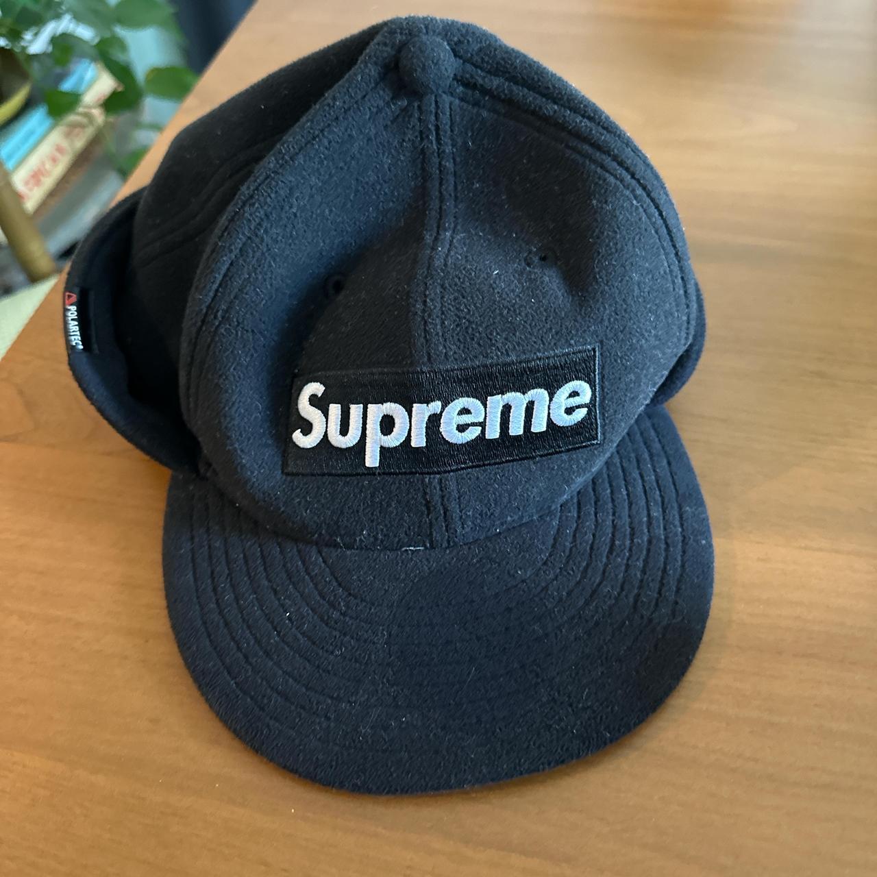 Supreme Black Winter Earflap Cap - Depop