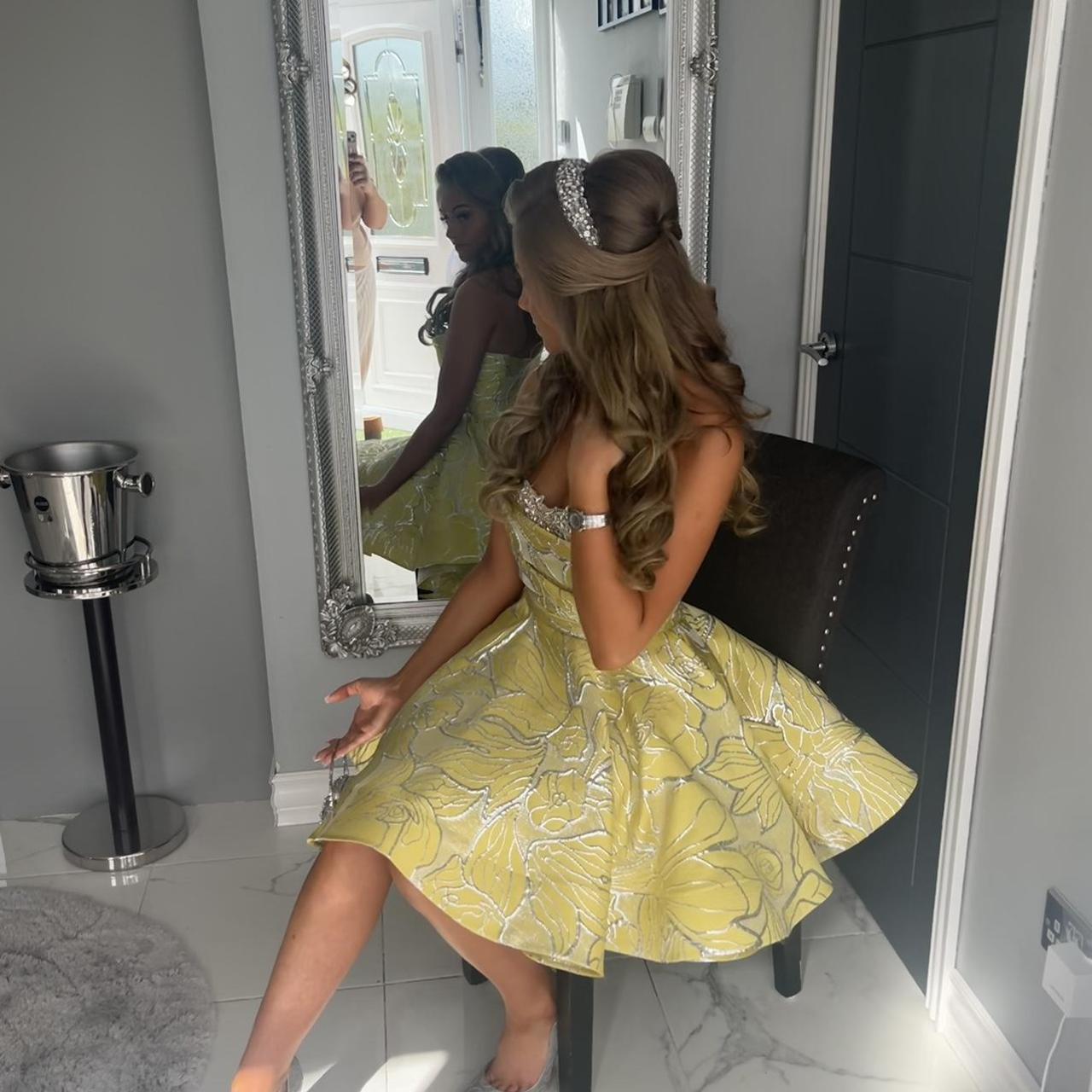 Embellished Lemon and silver mark melia dress Worn... - Depop