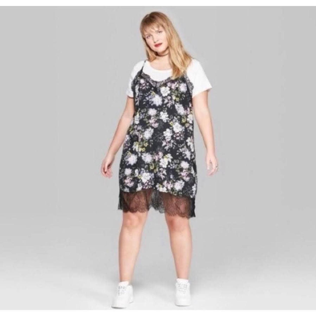 NWT Wild Fable | Black Floral Slip Dress | Size... - Depop