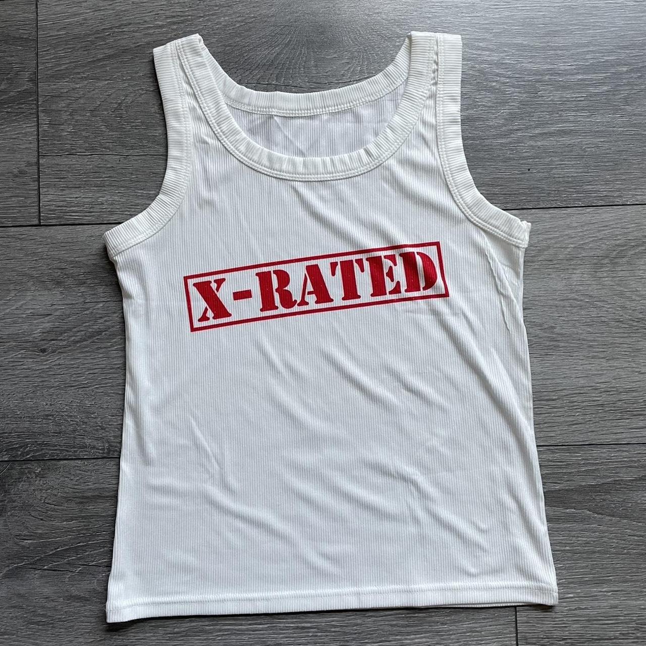 White X-rated graphic cropped tank top Women’s... - Depop