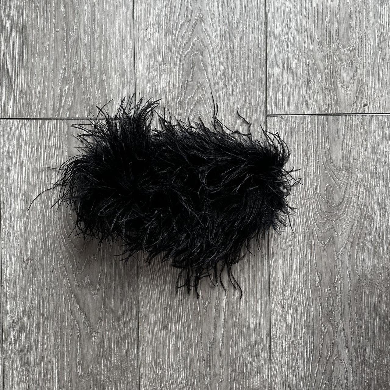 Ostritch fur tube top🖤 Fits xs Denim base, button... - Depop