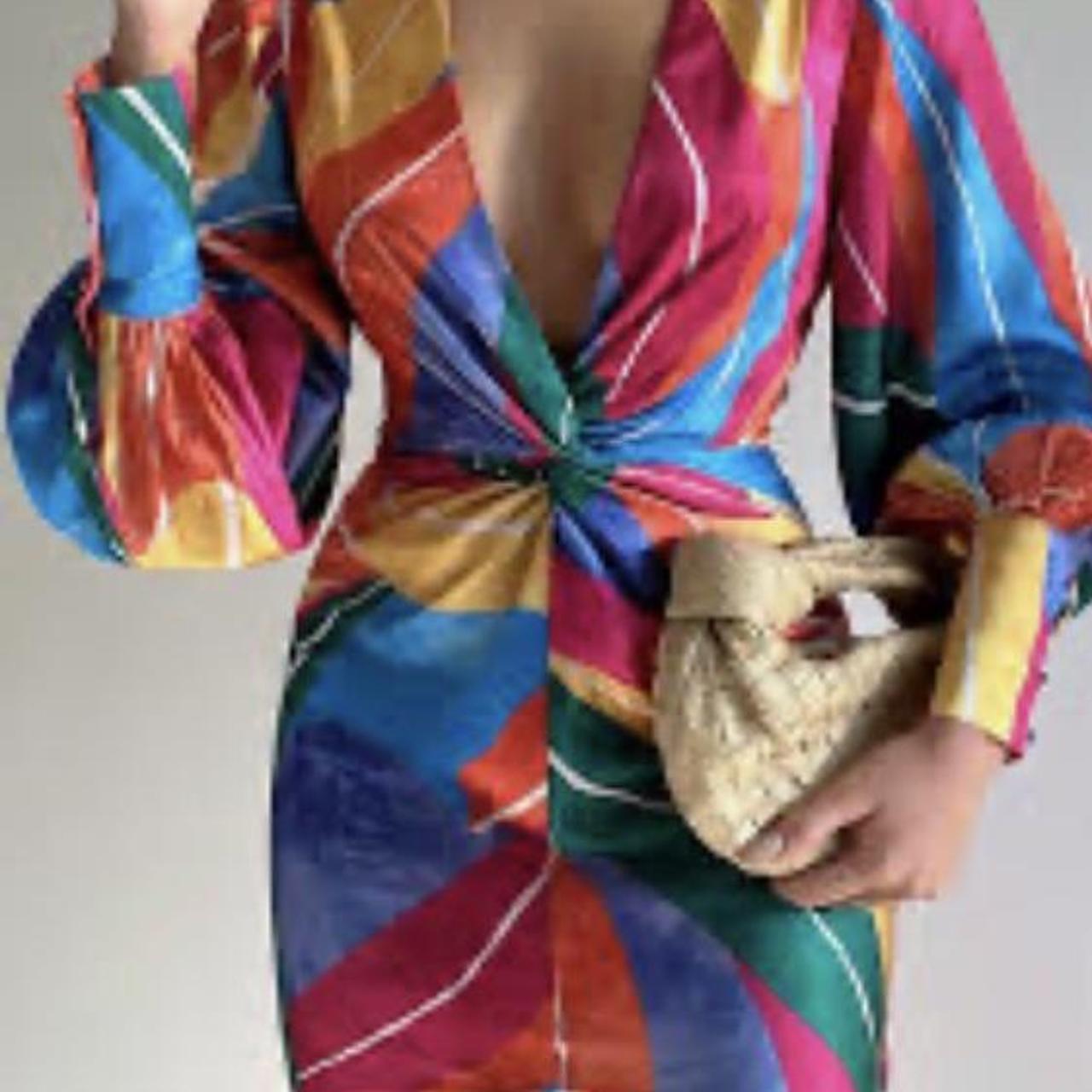 Runaway the label reverie mini colorful dress Worn... - Depop