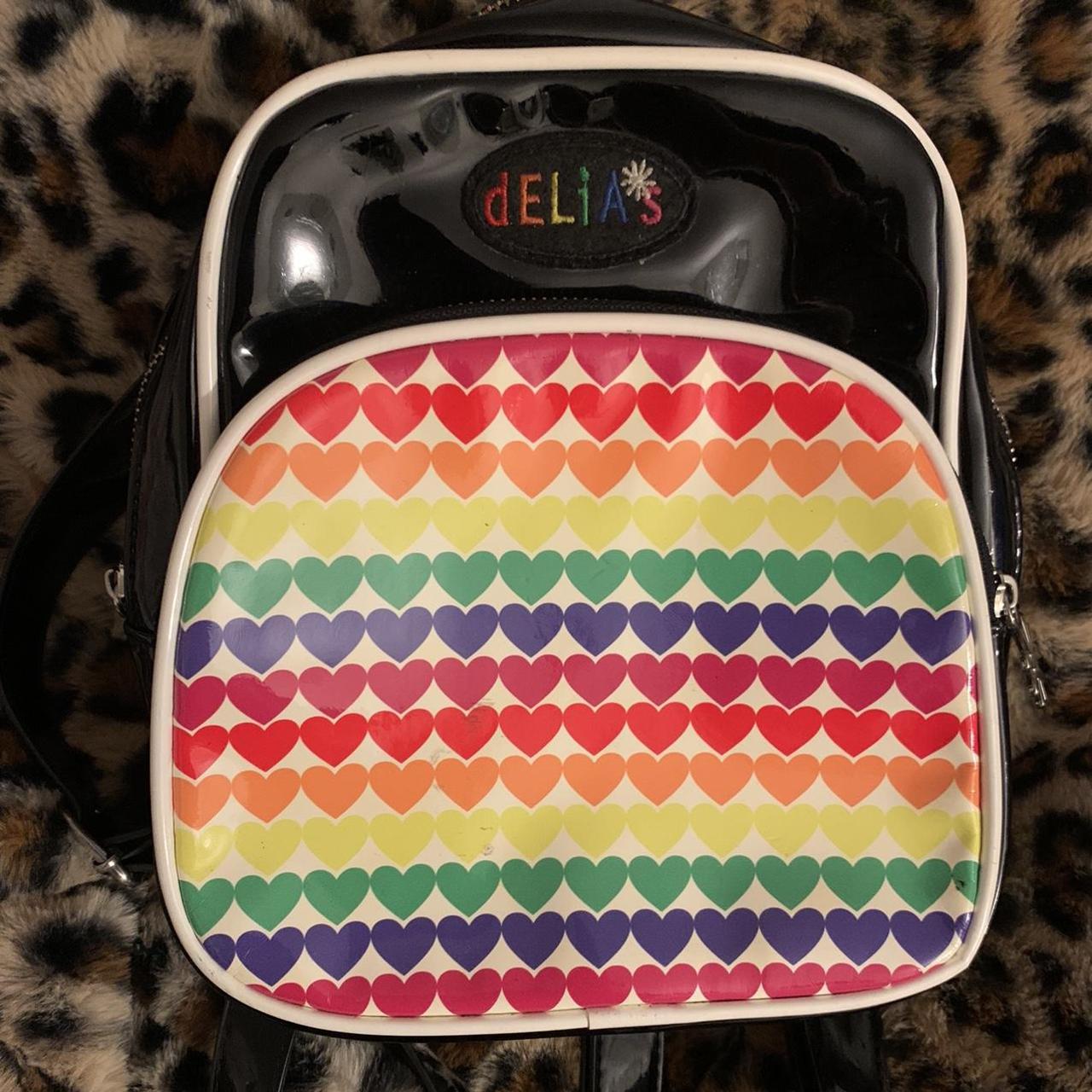 delia’s rainbow heart mini backpack ️💛💙 wish i could... - Depop