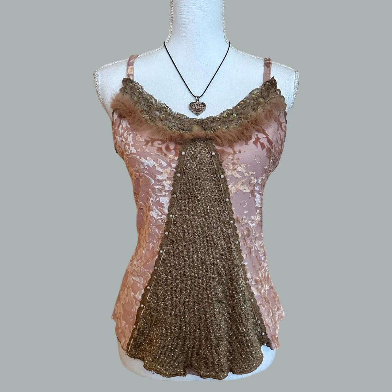 🥀Beaded Fairy Lace Cami🥀 brand: pretty angel mauve... - Depop