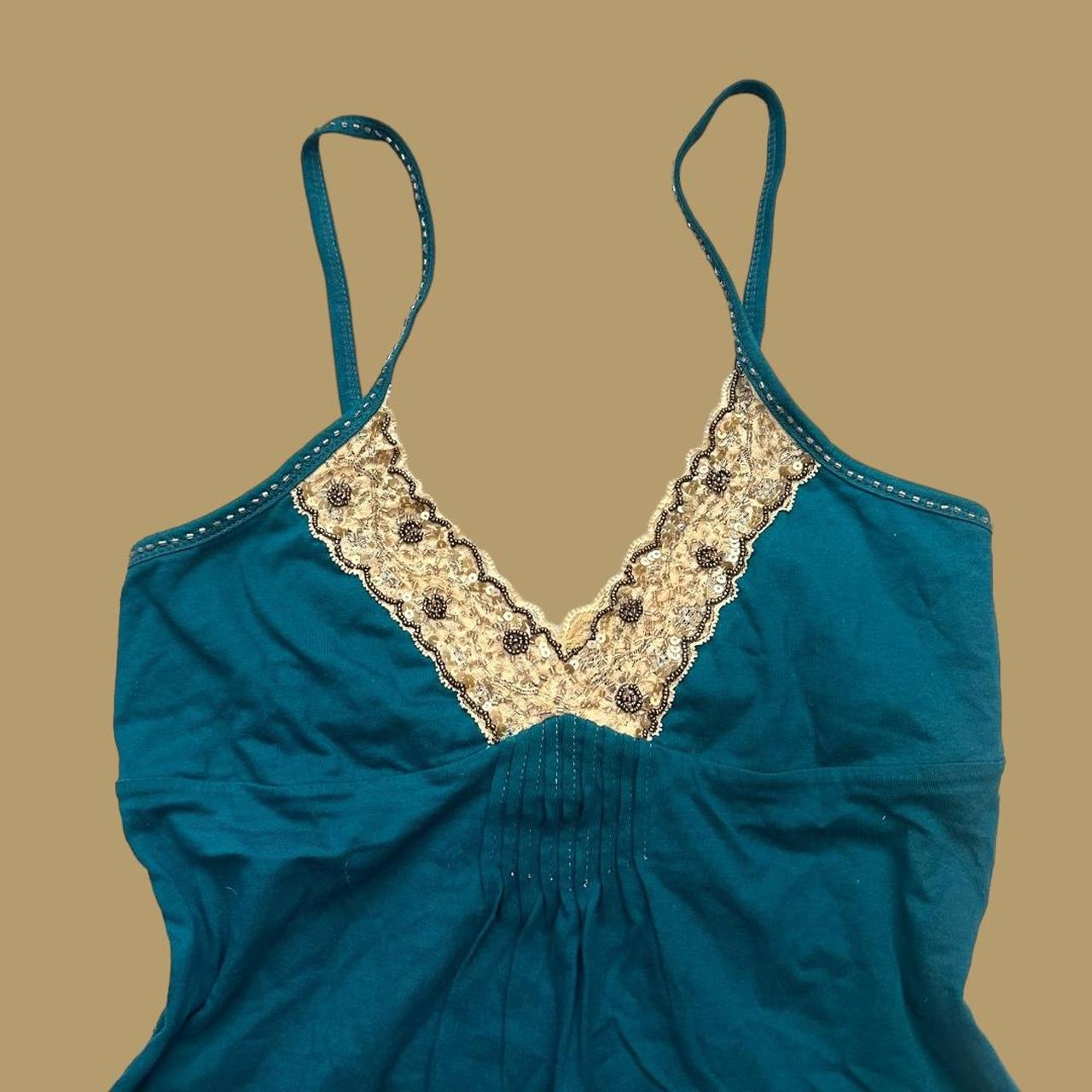 🥀Y2k Beaded Fairy Cami🥀 brand: copper key -teal... - Depop