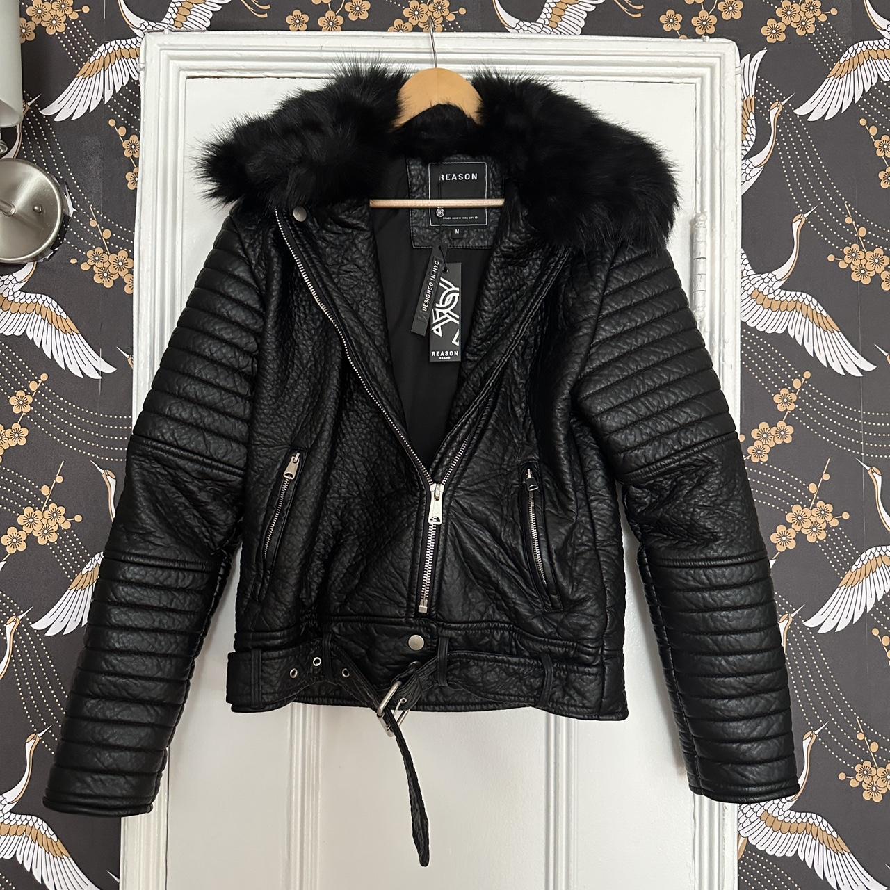 Reason brand moto jacket with removable faux fur... - Depop