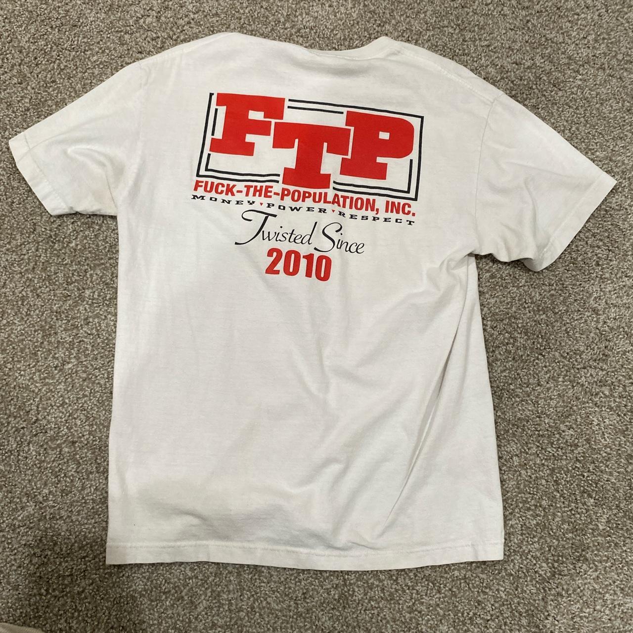 FTP Men's White and Red T-shirt | Depop