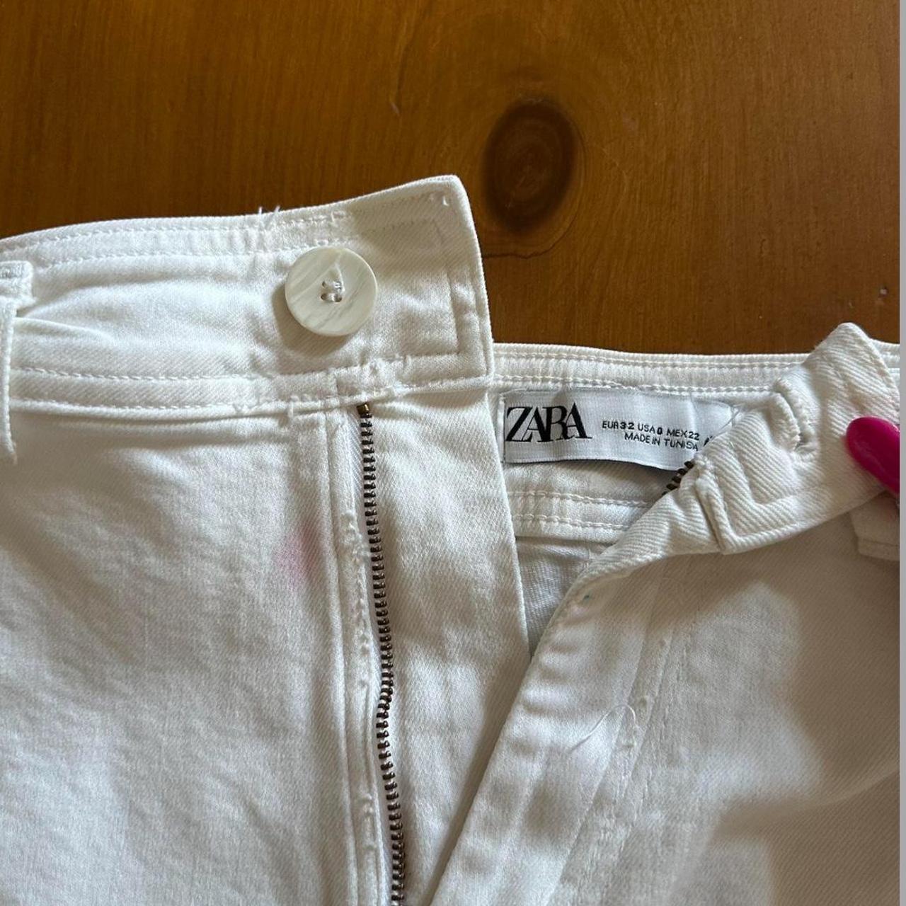 white high rise zara jeans mini stain on front near... | Depop
