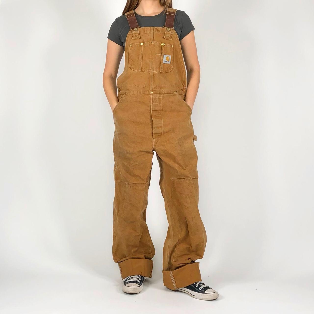 Carhartt Women's Tan and Khaki Dungarees-overalls | Depop
