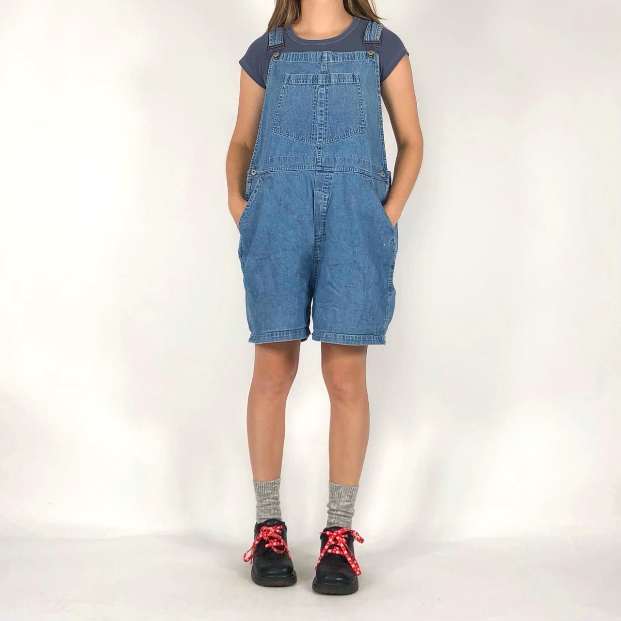 Vintage 90s denim shortalls! Adjustable straps.... - Depop
