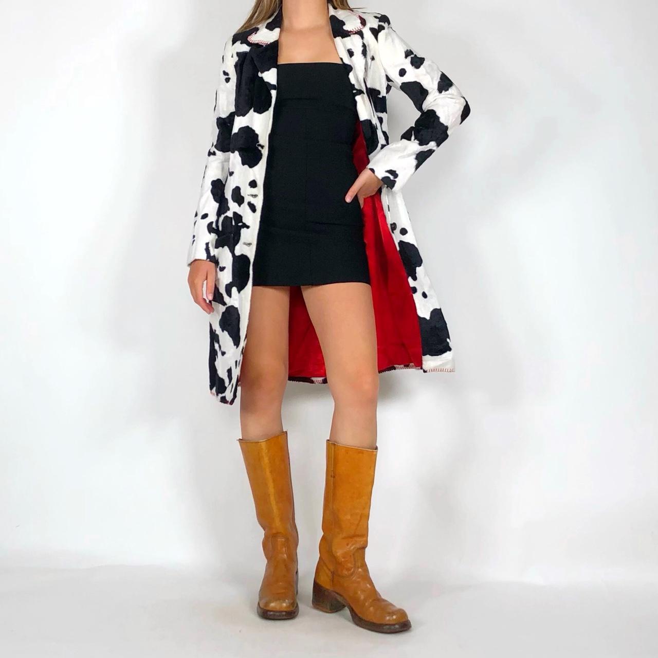 Vintage 90s cow print coat! Button front, lined.... - Depop