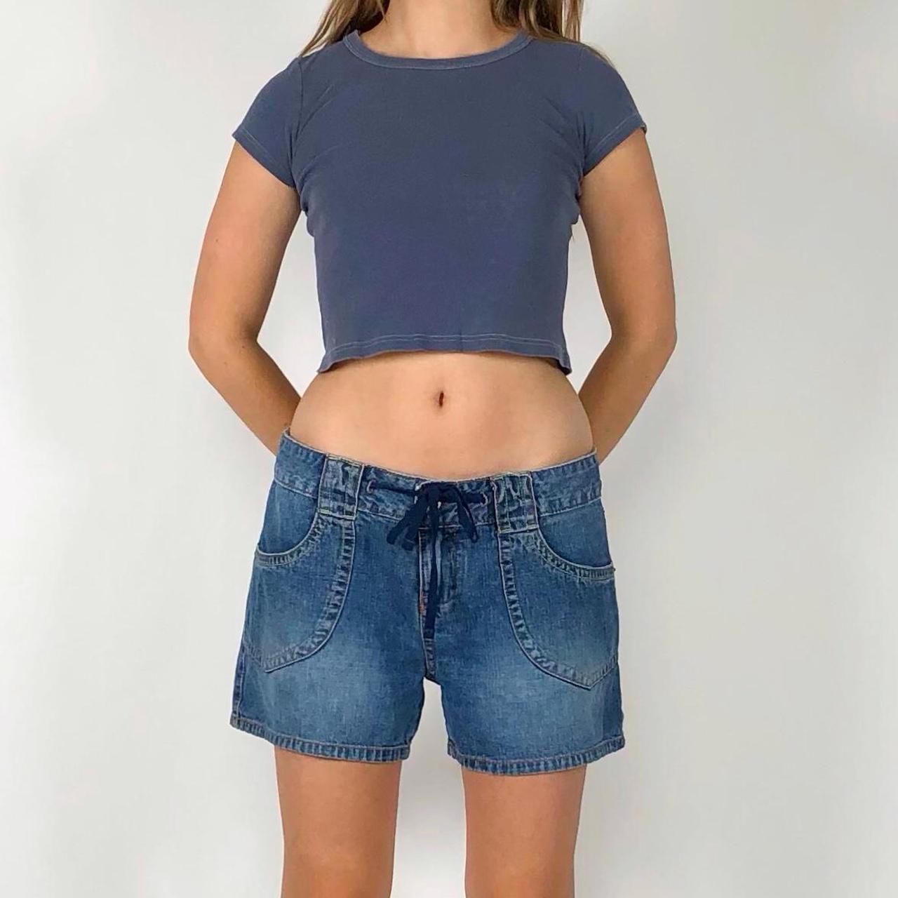 Vintage 90s denim shorts! Low rise, drawstring... - Depop