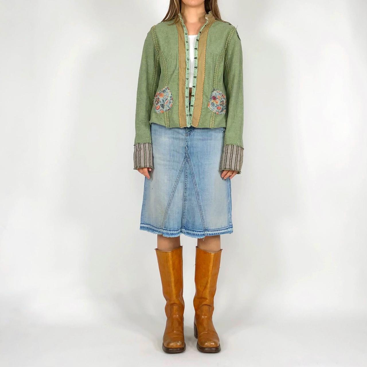 Patchwork jacket! Hook closures. Reversible. No size... - Depop