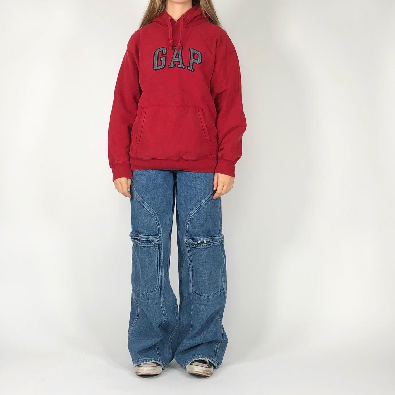 y2k gap spell out hoodie! Distressing near collar,... - Depop