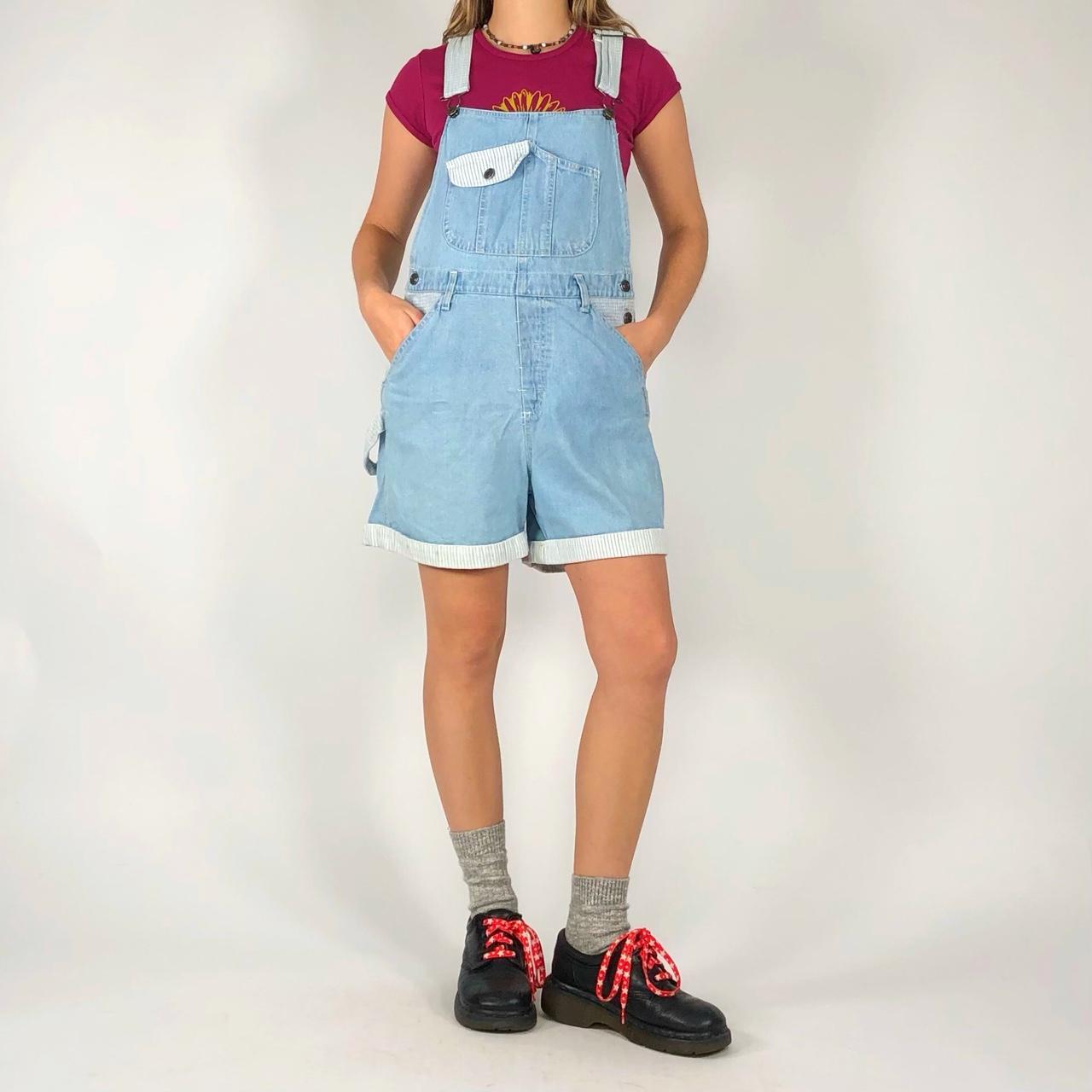 Vintage 90s denim shortalls! Adjustable straps. Some... - Depop