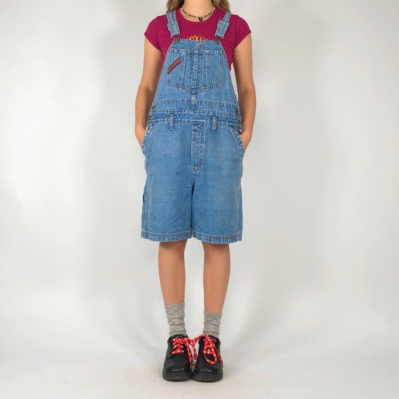 Vintage 90s denim shortalls! Adjustable straps. Some... - Depop