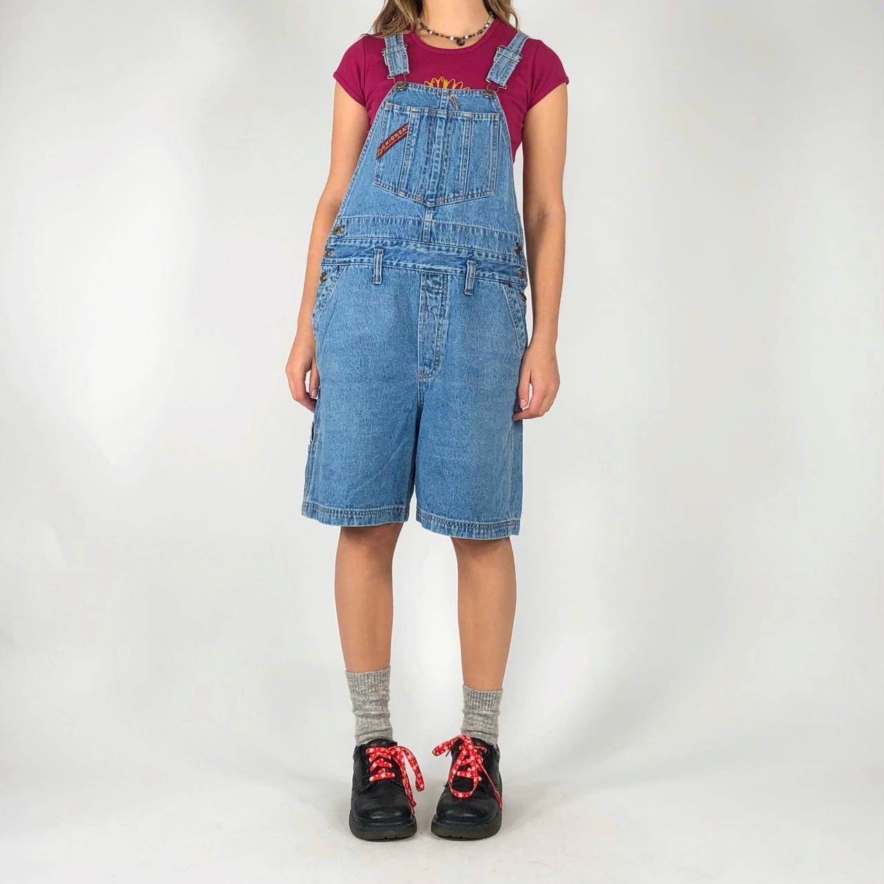 Vintage 90s denim shortalls! Adjustable straps. Some... - Depop