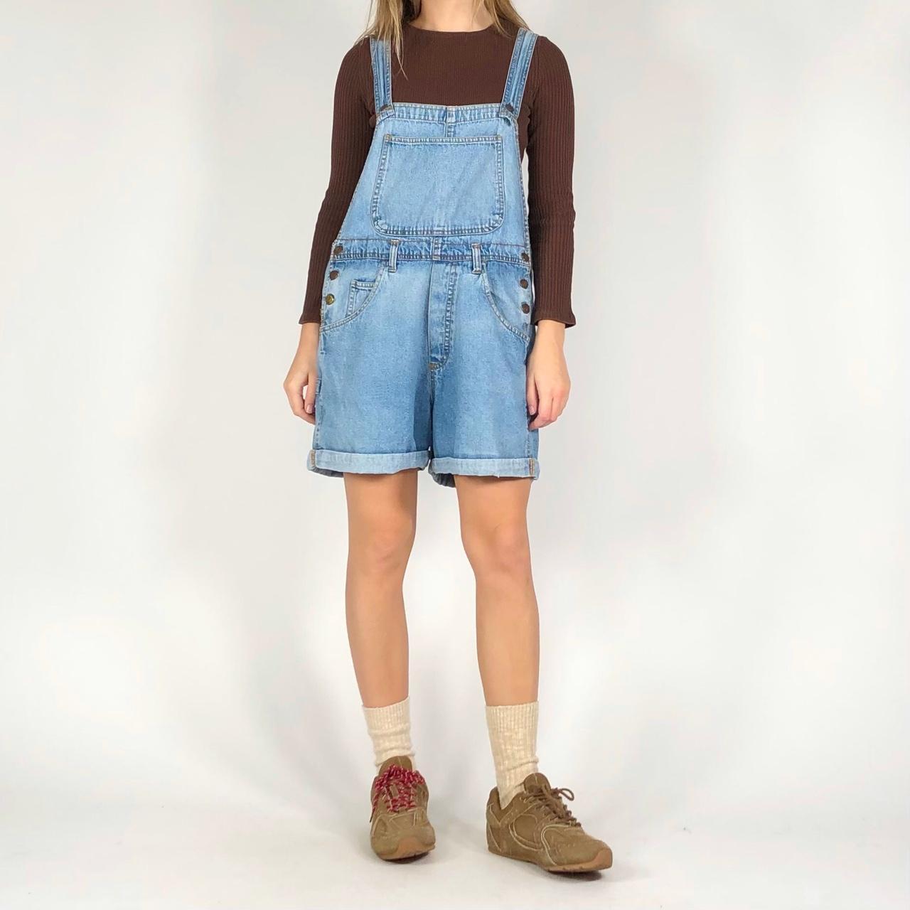 Vintage 90s denim shortalls! Cuffed hems. The straps... | Depop