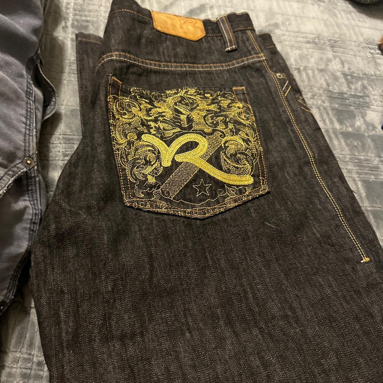 Rocawear Men's Gold and Black Jeans | Depop