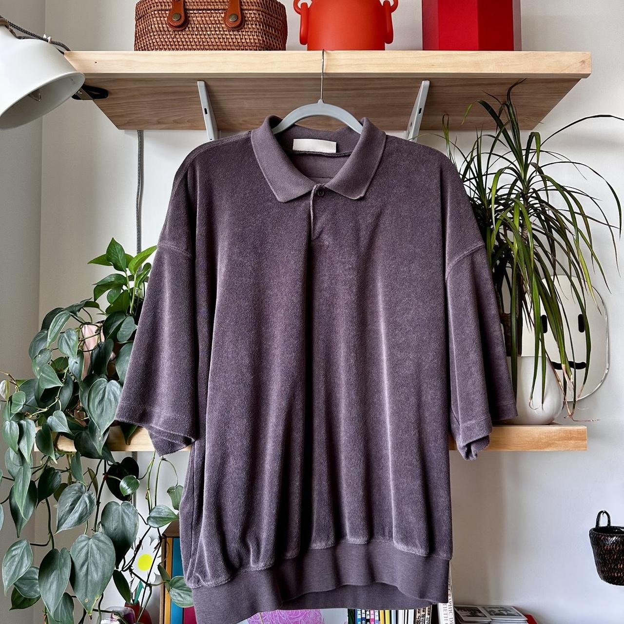Purple velvet polo shirt - oversized fit, by Fear of... - Depop
