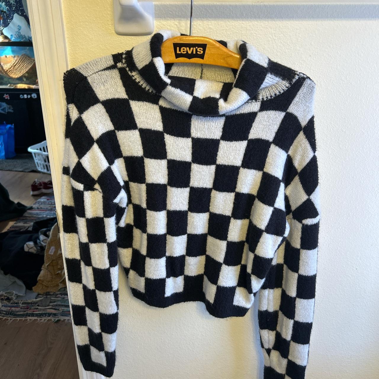 No boundaries Checkered Turtleneck Sweater Size:... - Depop