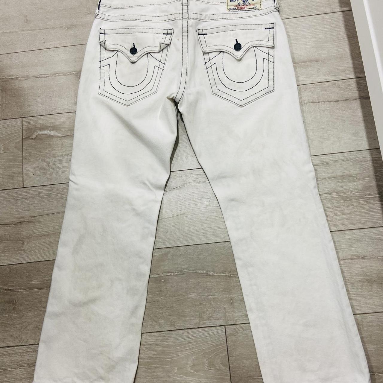 White True Religion Black Stitch Jeans Size 36 - Depop