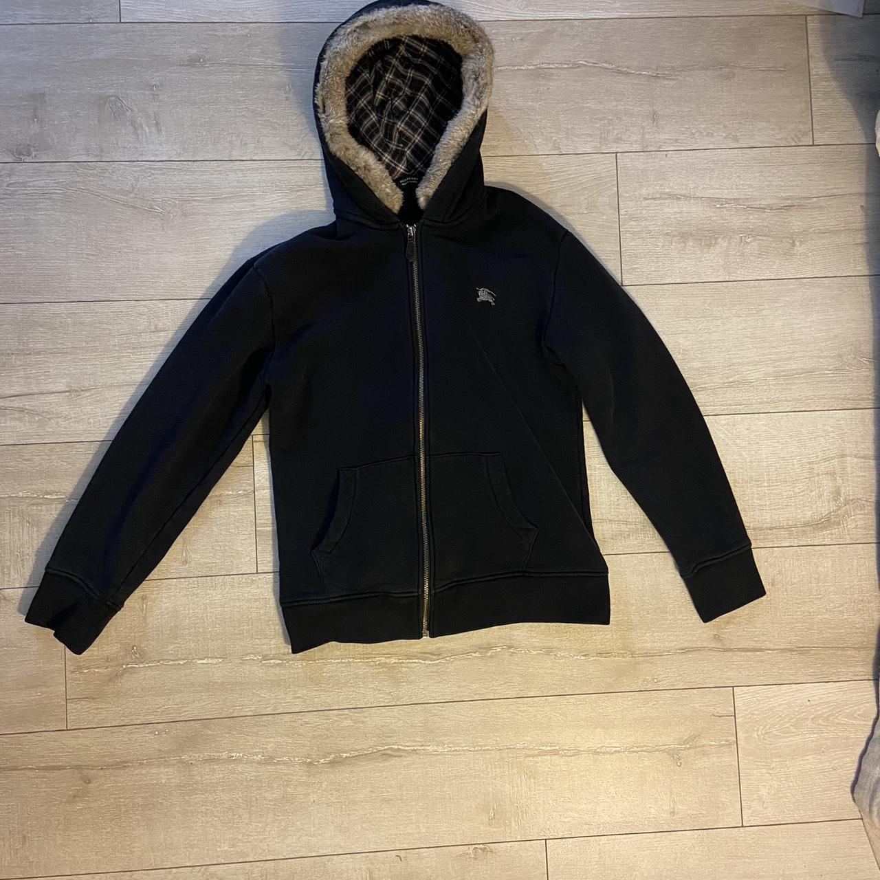 Burberry Black Label Fur Zip Up Hoodie Size: tag... - Depop