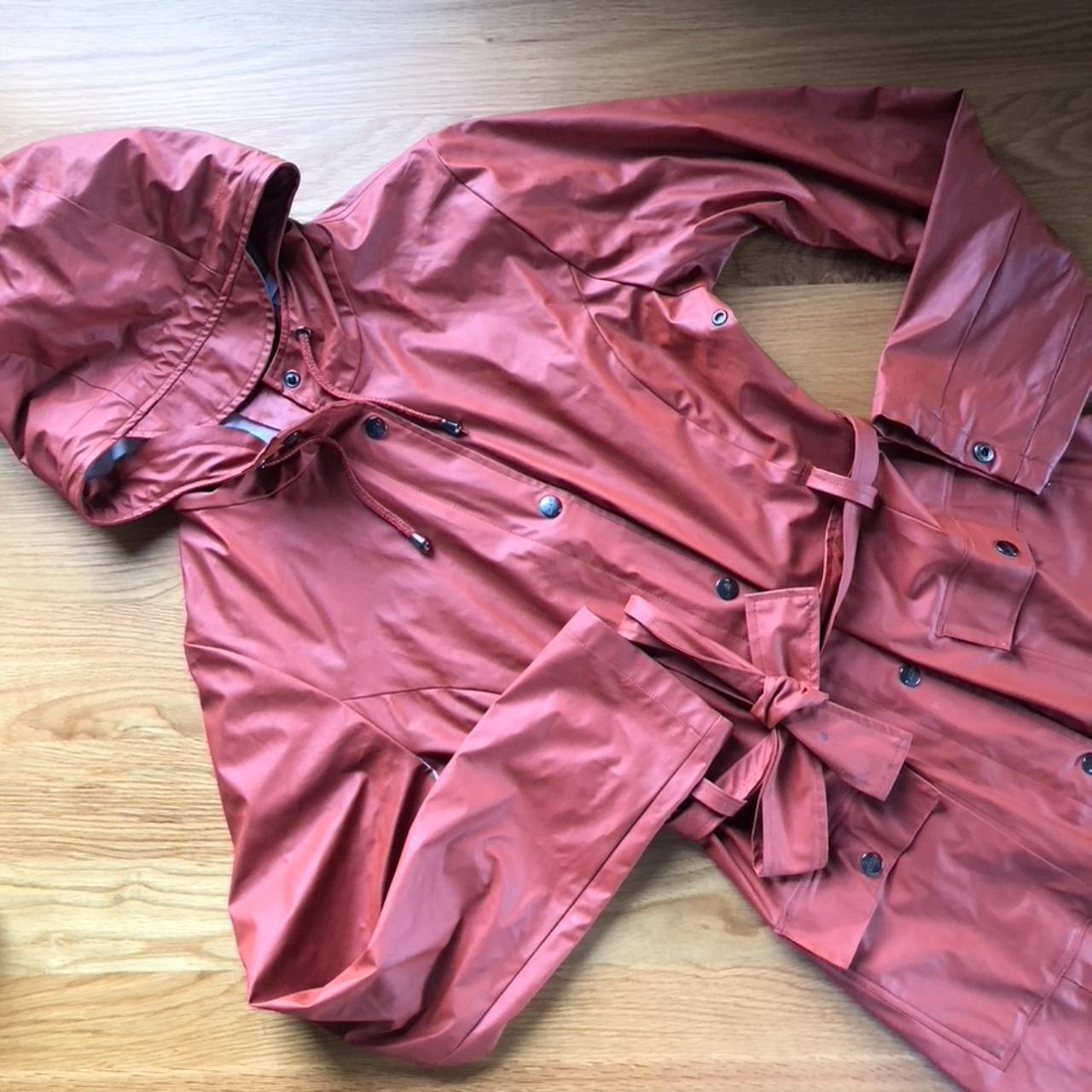Rains Curve Rain Jacket / Coat in Rust Selling as... | Depop