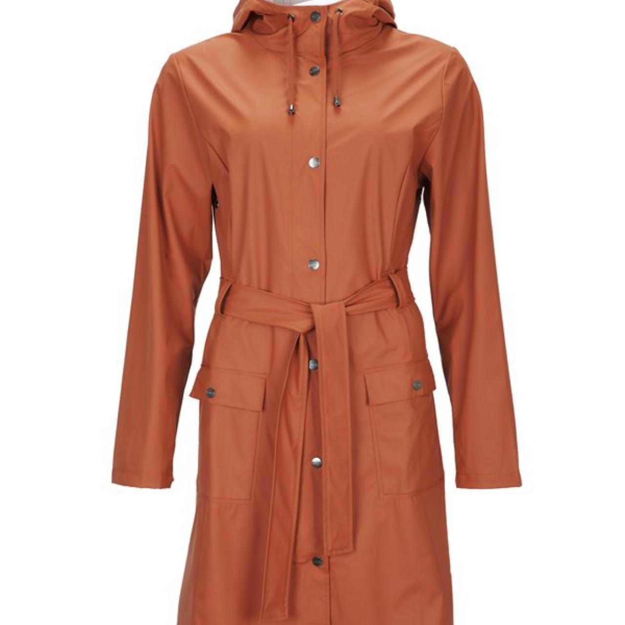 Rains Curve Rain Jacket / Coat in Rust Selling as... | Depop