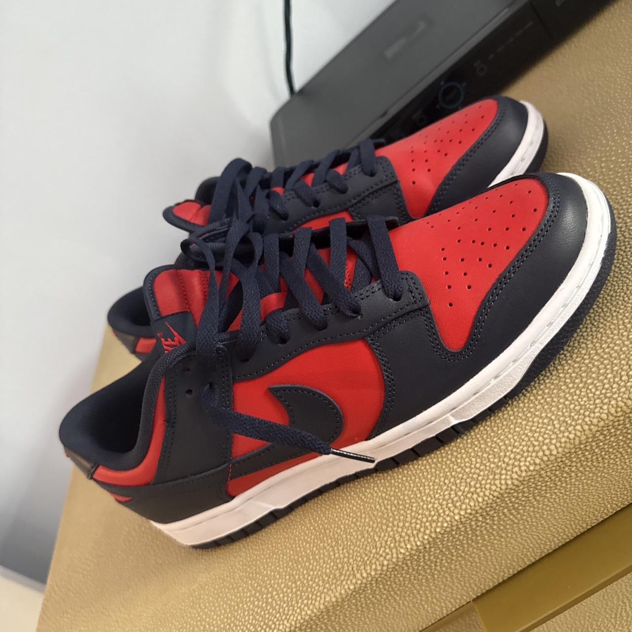 Nike Dunk Low Panda trainers - black and red... | Depop