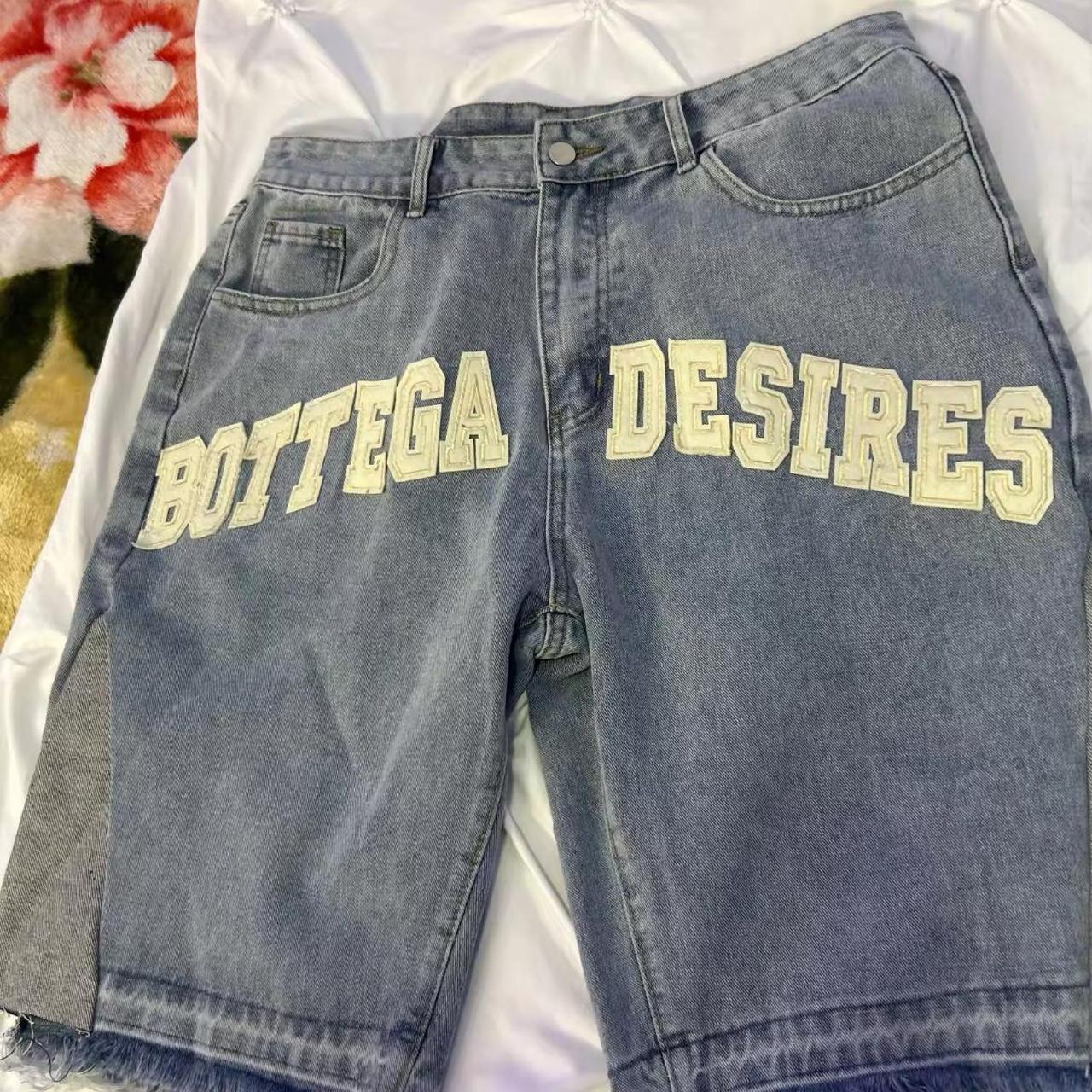 bottega jorts flared jorts/vintage look available in... - Depop