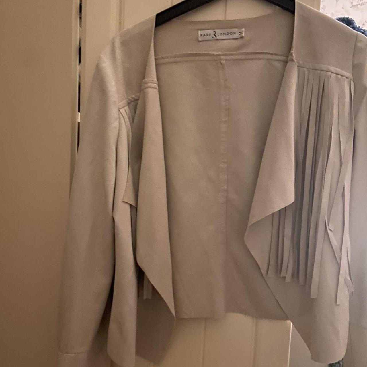 Cream suede fringe waterfall jacket, wore once,... - Depop