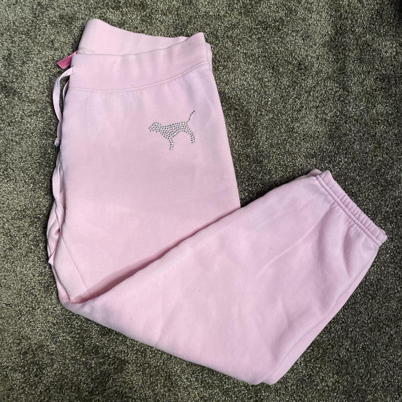Victoria's Secret pink capri sweatpants with... - Depop